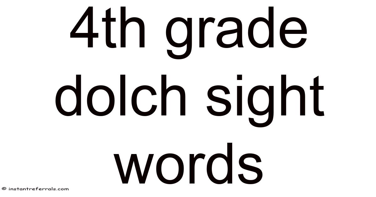 4th Grade Dolch Sight Words