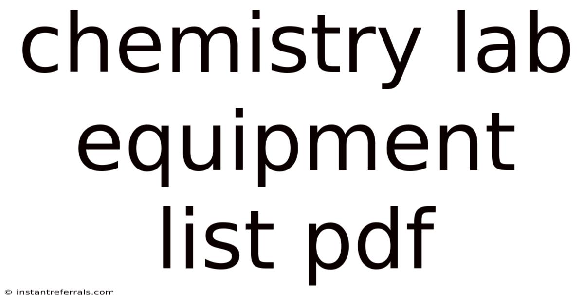 Chemistry Lab Equipment List Pdf