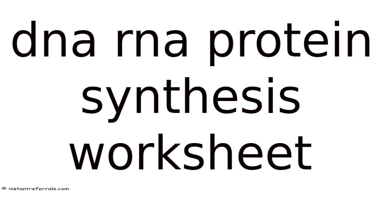Dna Rna Protein Synthesis Worksheet
