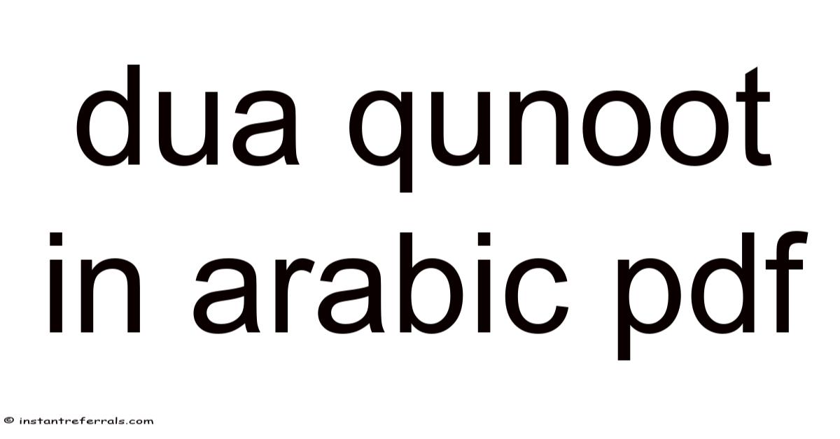 Dua Qunoot In Arabic Pdf