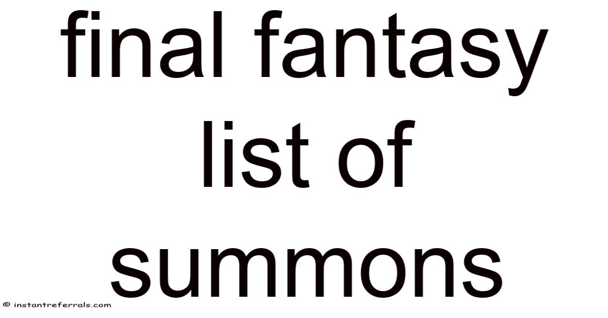 Final Fantasy List Of Summons