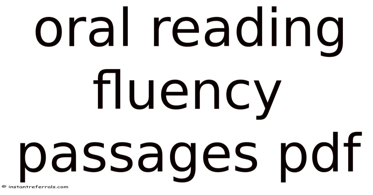 Oral Reading Fluency Passages Pdf