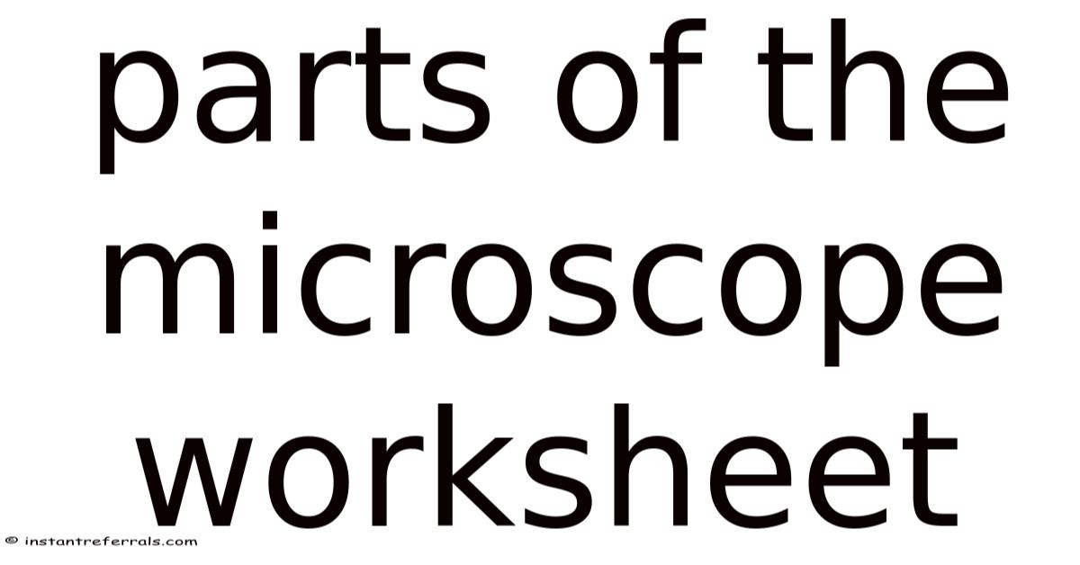Parts Of The Microscope Worksheet