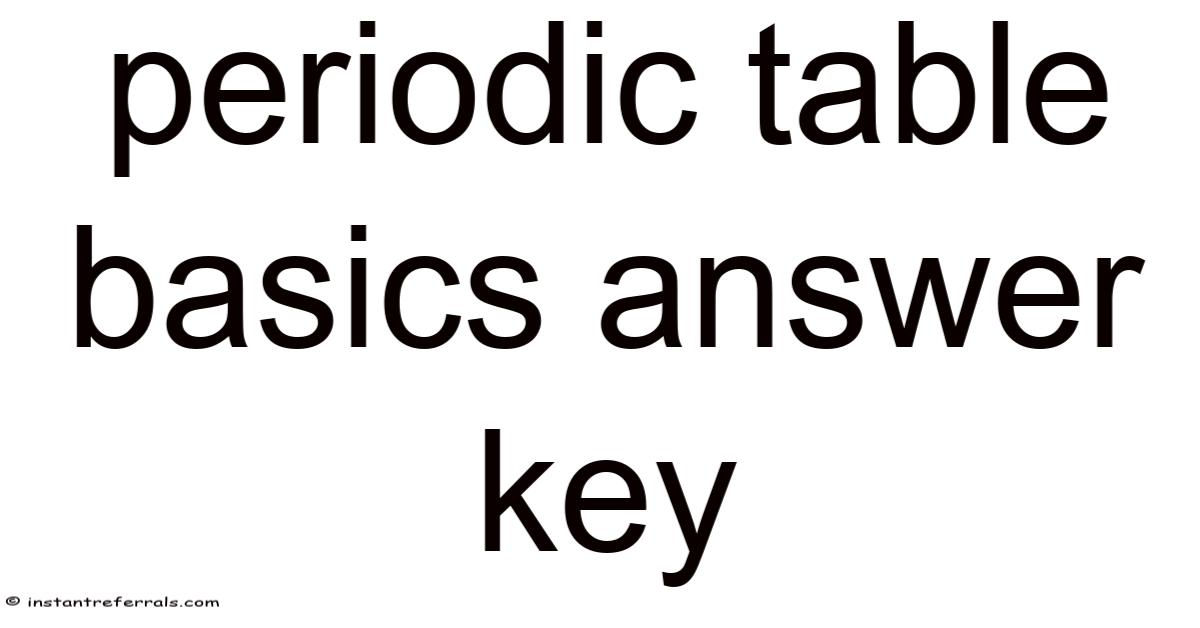 Periodic Table Basics Answer Key