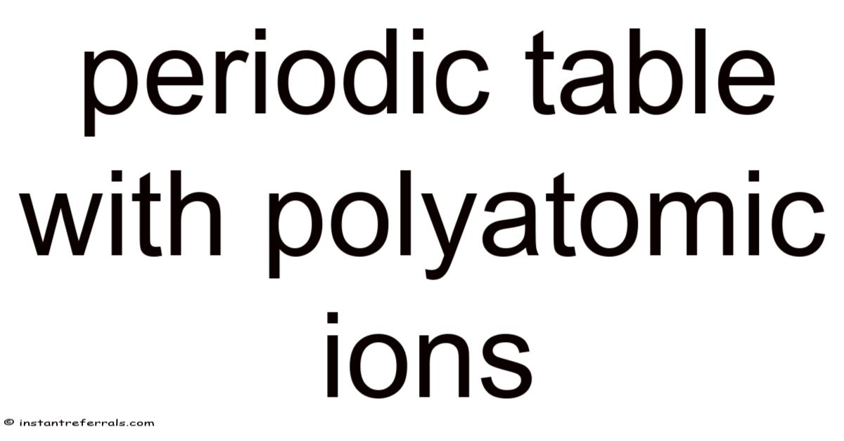 Periodic Table With Polyatomic Ions