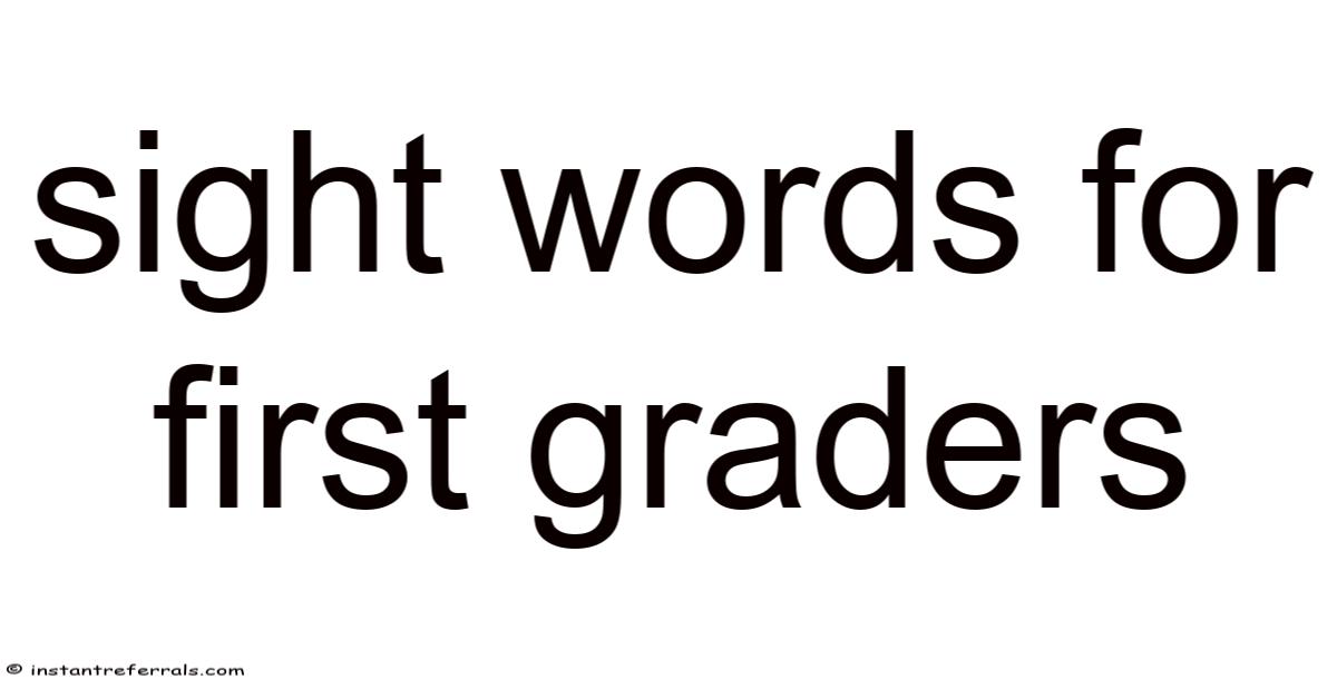 Sight Words For First Graders