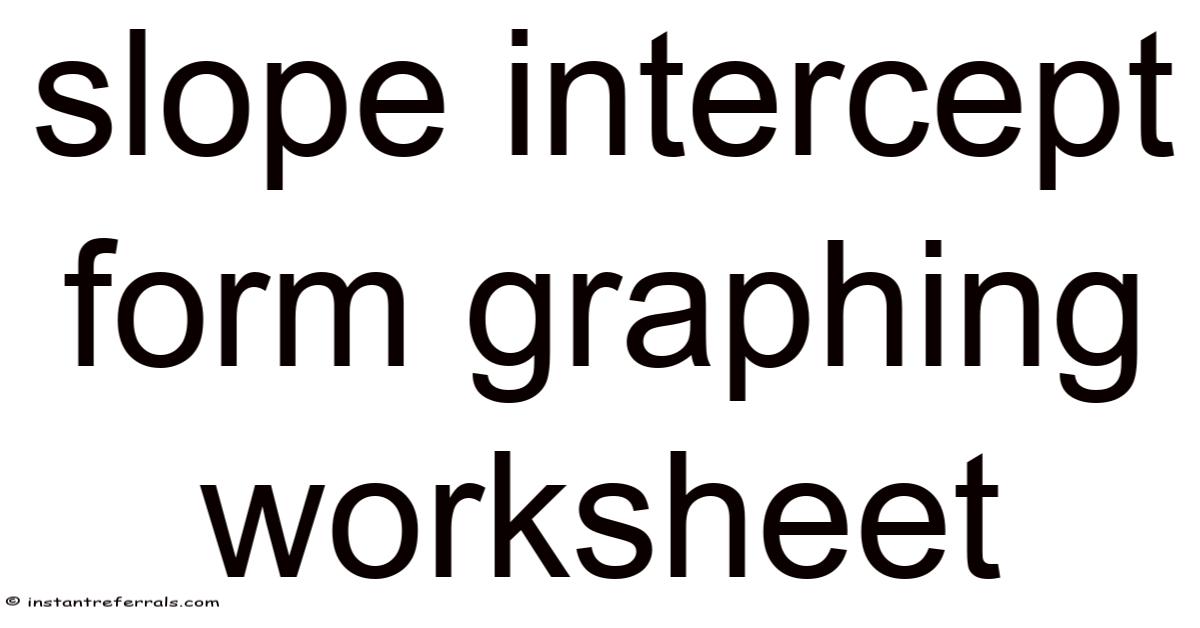 Slope Intercept Form Graphing Worksheet