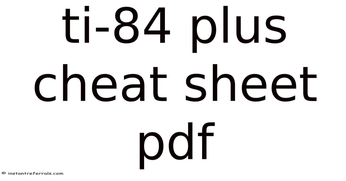 Ti-84 Plus Cheat Sheet Pdf