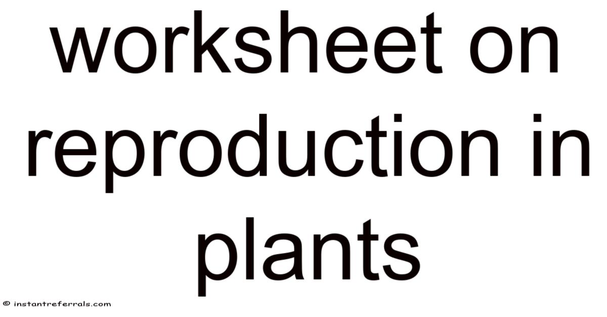 Worksheet On Reproduction In Plants